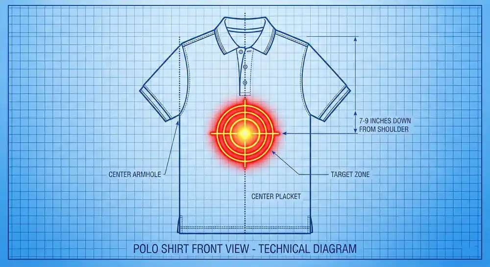 Left Chest Embroidery Placement Guide | Standard Sizes & Charts